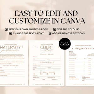 Maternity Photography Form Bundle, Maternity Client Questionnaire ...