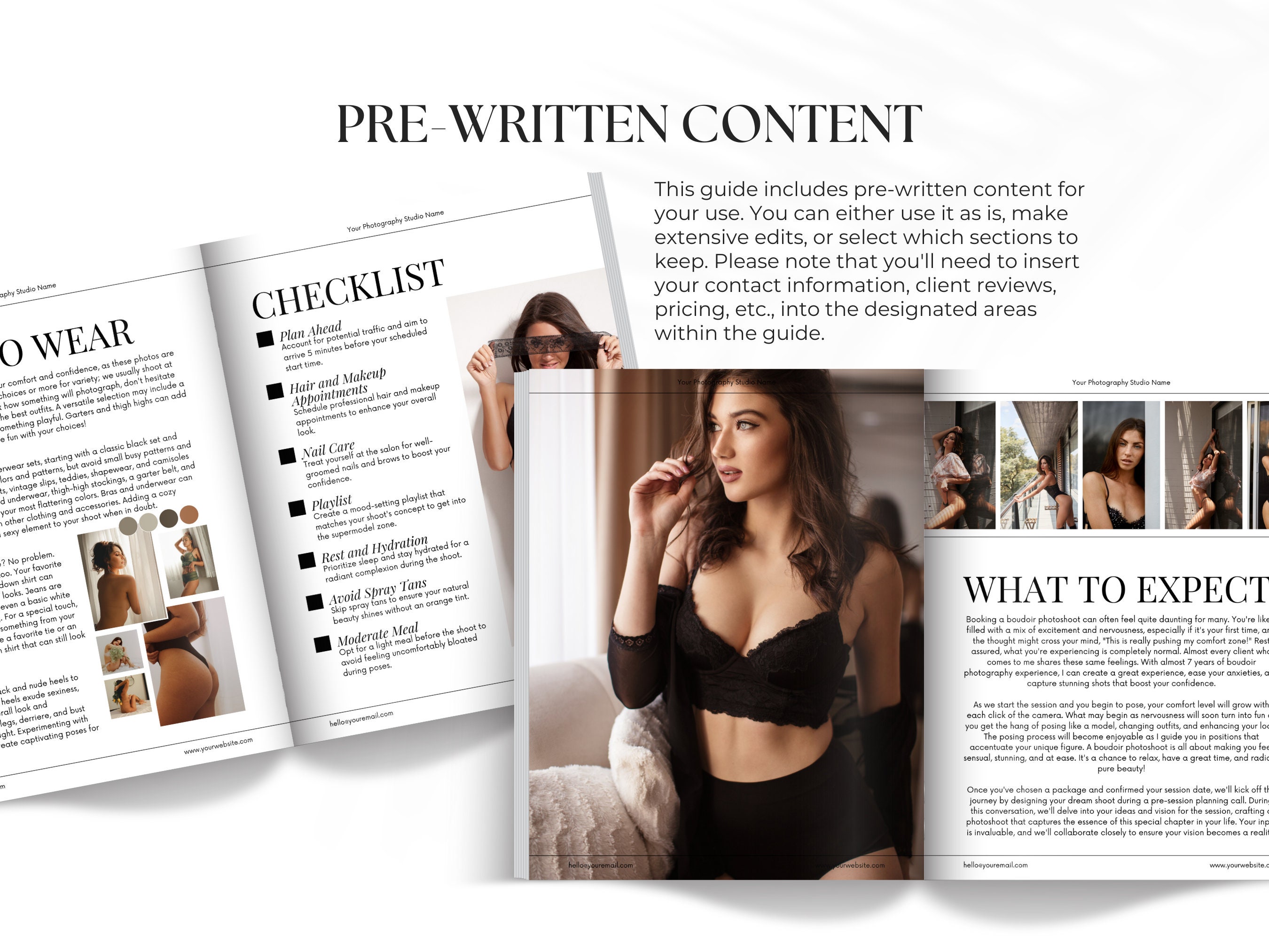 Boudoir Session Prep Guide, Boudoir Style Guide, Boudoir Photography Marketing Template Canva ...