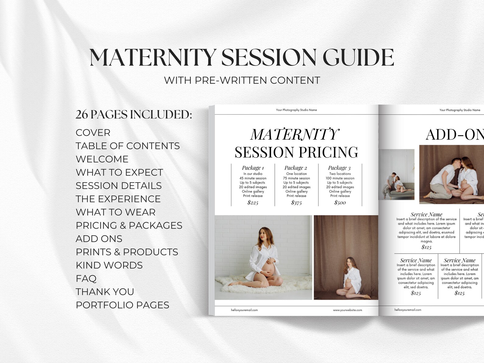 Maternity Photography Marketing Template Bundle, Maternity Session ...