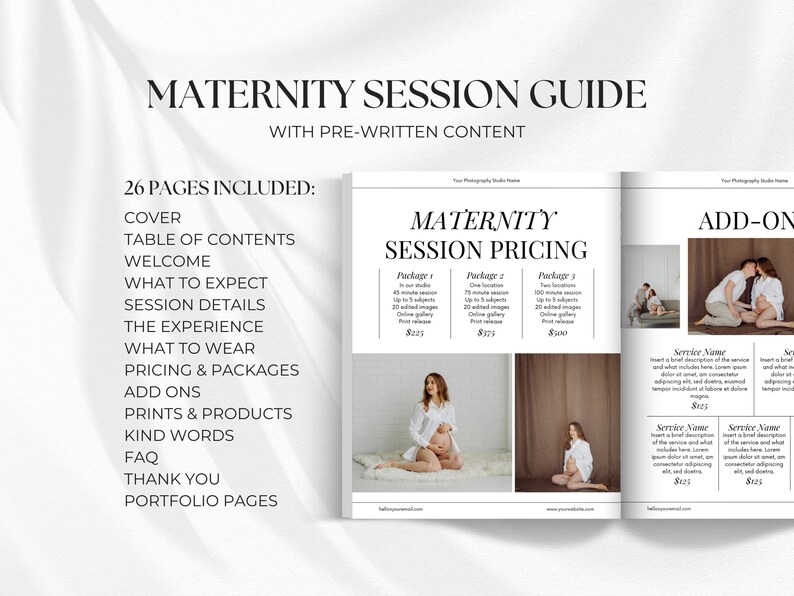 Maternity Photography Marketing Template Bundle, Maternity Session ...