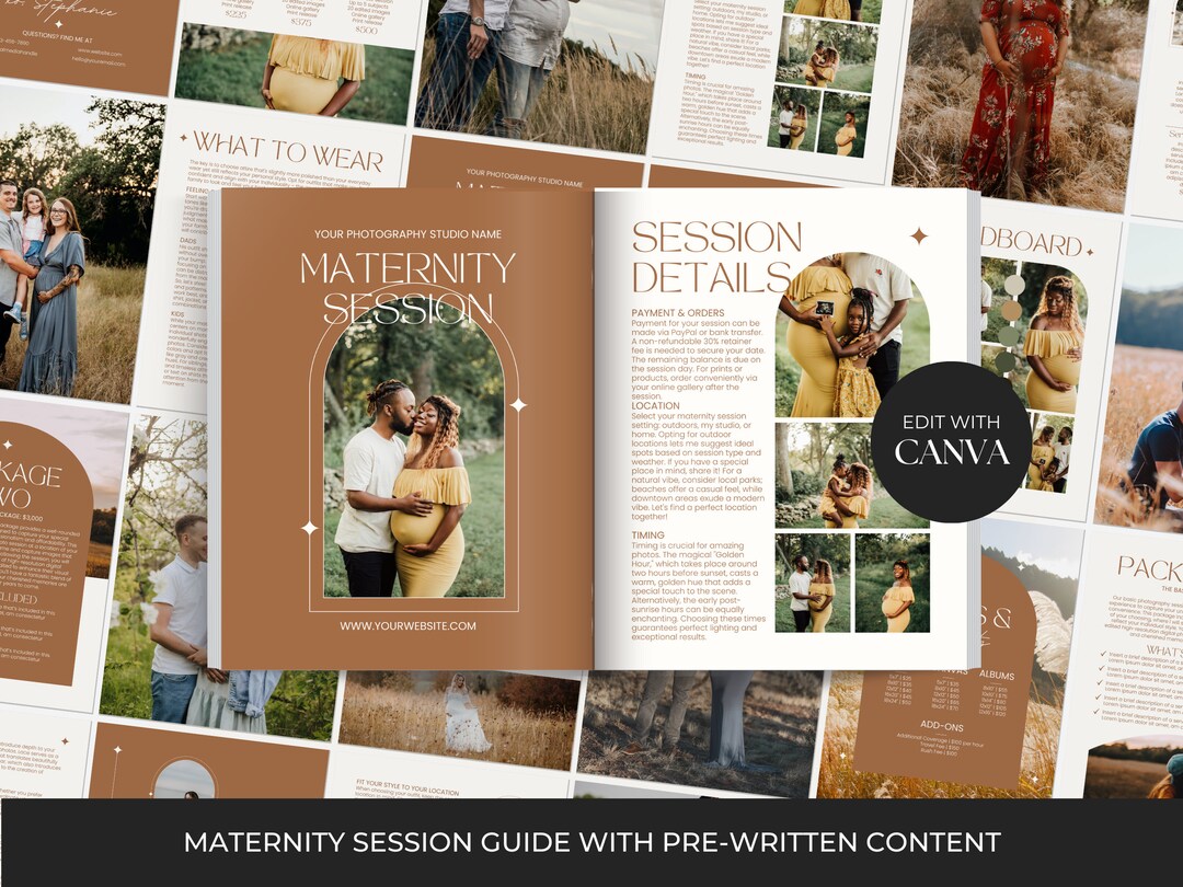 Maternity Photography Session Guide Template, Canva Welcome Packet ...