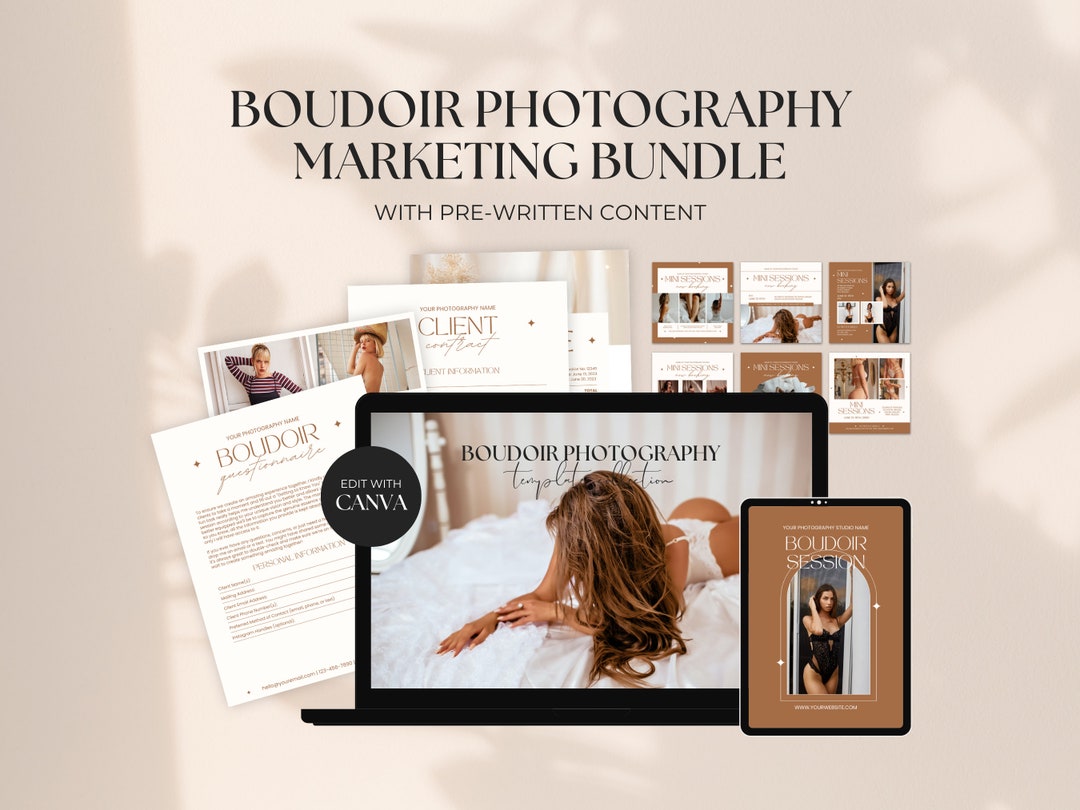 Canva Boudoir Photography Template Bundle, Boudoir Session Guide, Boudoir Questionnaire ...