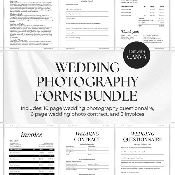 Wedding Client Intake Questionnaire Photography - Etsy