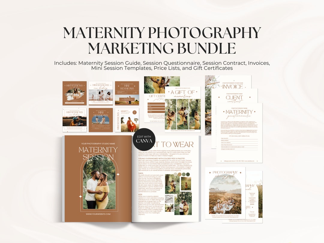 Canva Maternity Photography Template Bundle, Maternity Session Guide ...