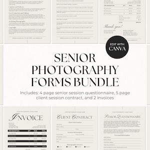 Senior Photography Forms, Senior Photography Contract, Senior ...