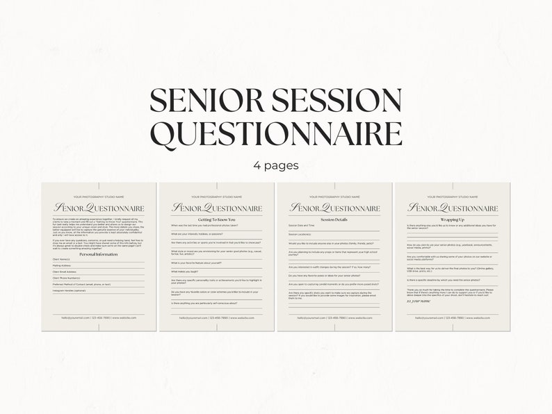 Senior Photography Forms, Senior Photography Contract, Senior ...