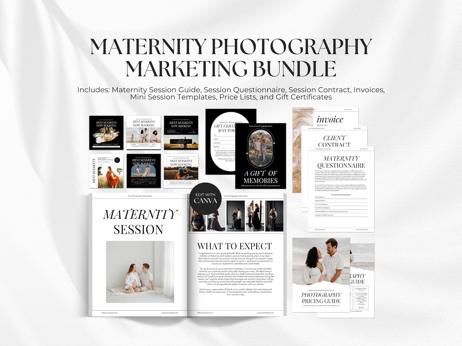 Maternity Photography Marketing Template Bundle, Maternity Session ...