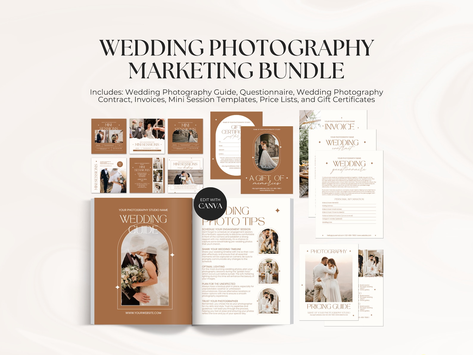 Canva Wedding Photography Template Bundle, Wedding Guide, Wedding ...