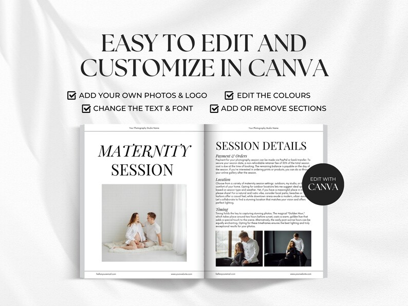 Maternity Photography Marketing Template Bundle, Maternity Session ...