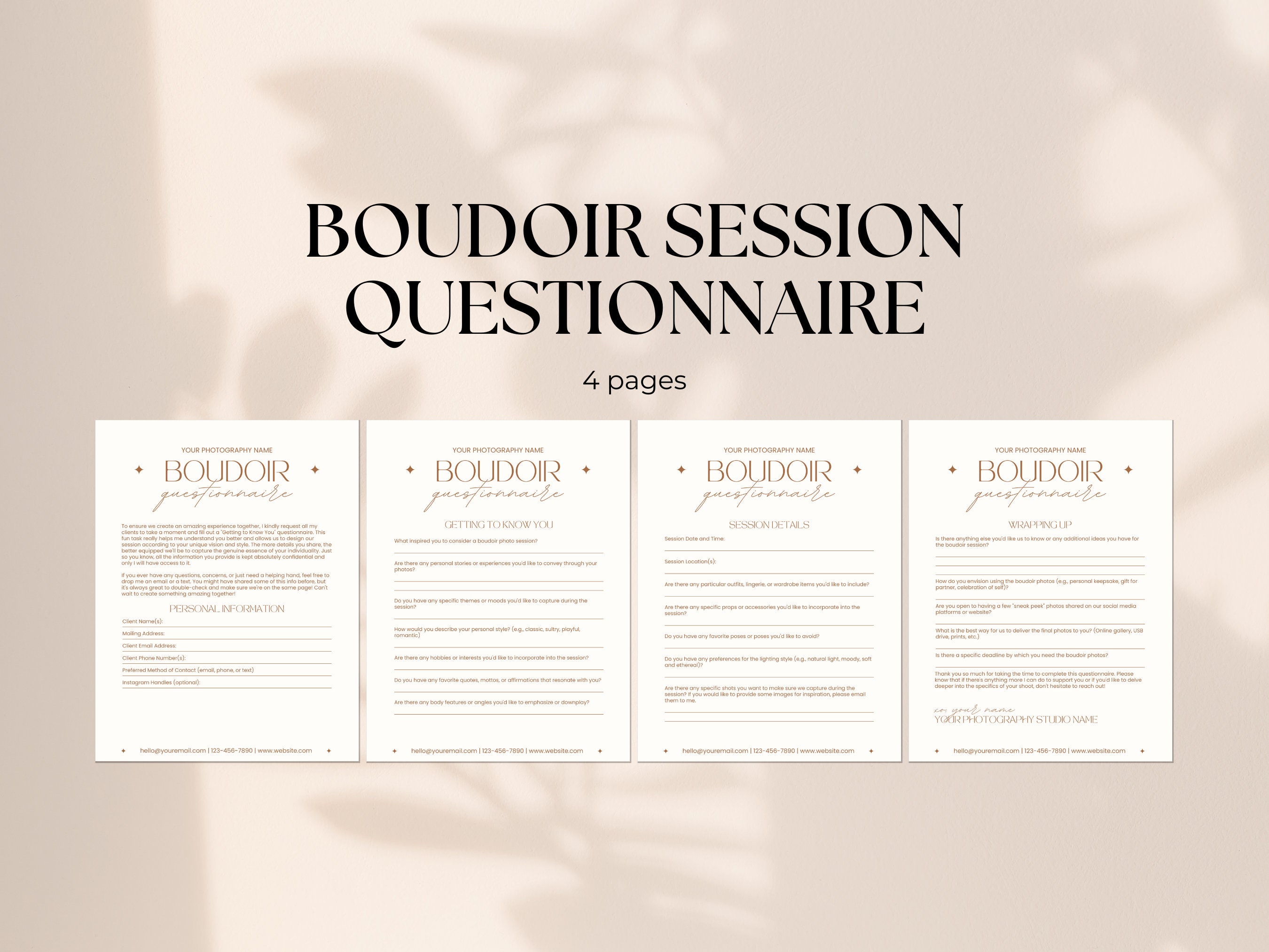 Boudoir Photography Forms Bundle, Boudoir Client Questionnaire ...