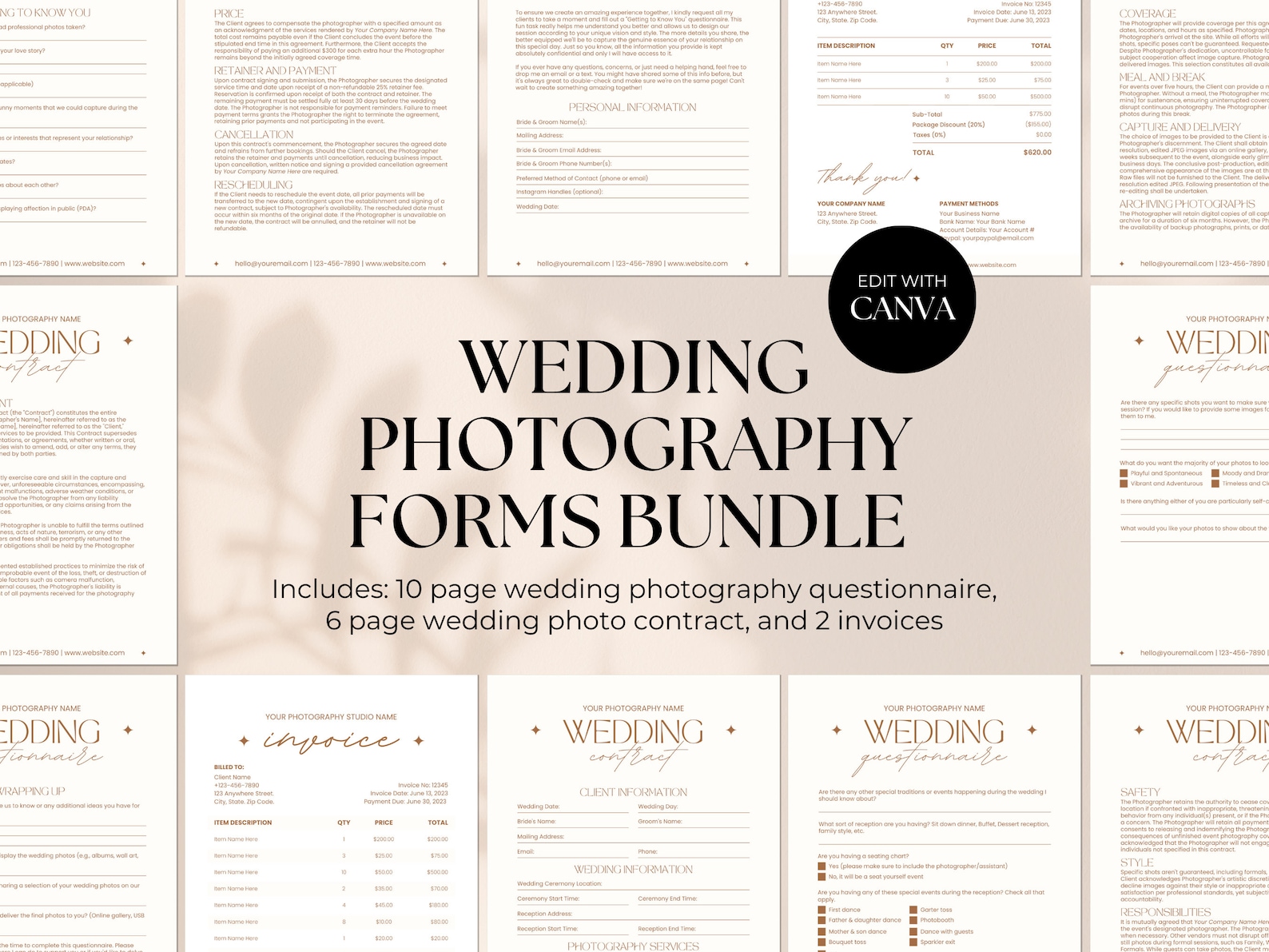 Wedding Photography Form Bundle, Wedding Client Intake Questionnaire ...