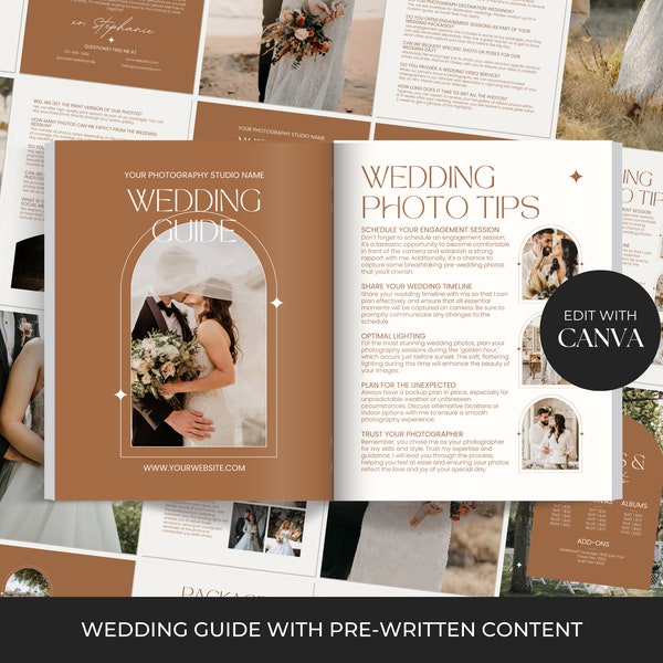 Canva Wedding Photography Template Bundle, Wedding Guide, Wedding ...