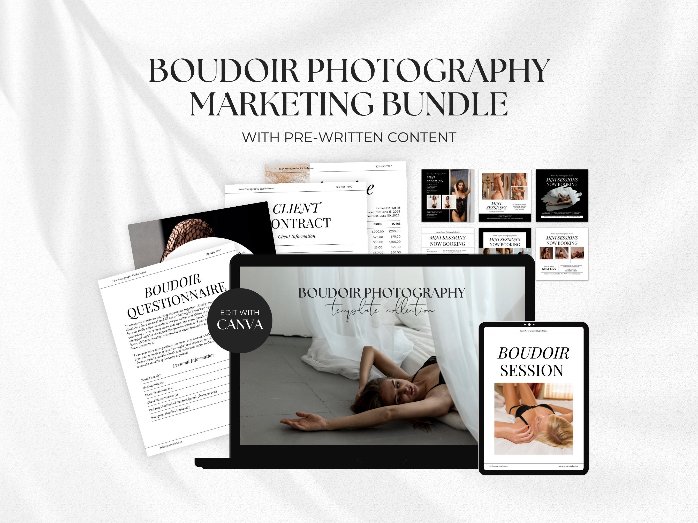 Boudoir Photography Marketing Template Bundle Boudoir Session - Etsy