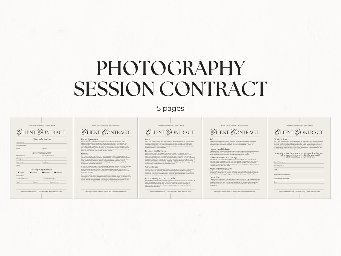 Senior Photography Forms, Senior Photography Contract, Senior ...