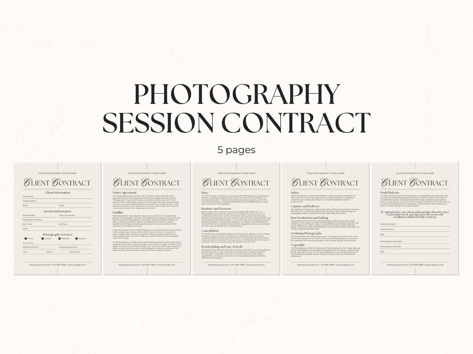 Senior Photography Forms, Senior Photography Contract, Senior ...