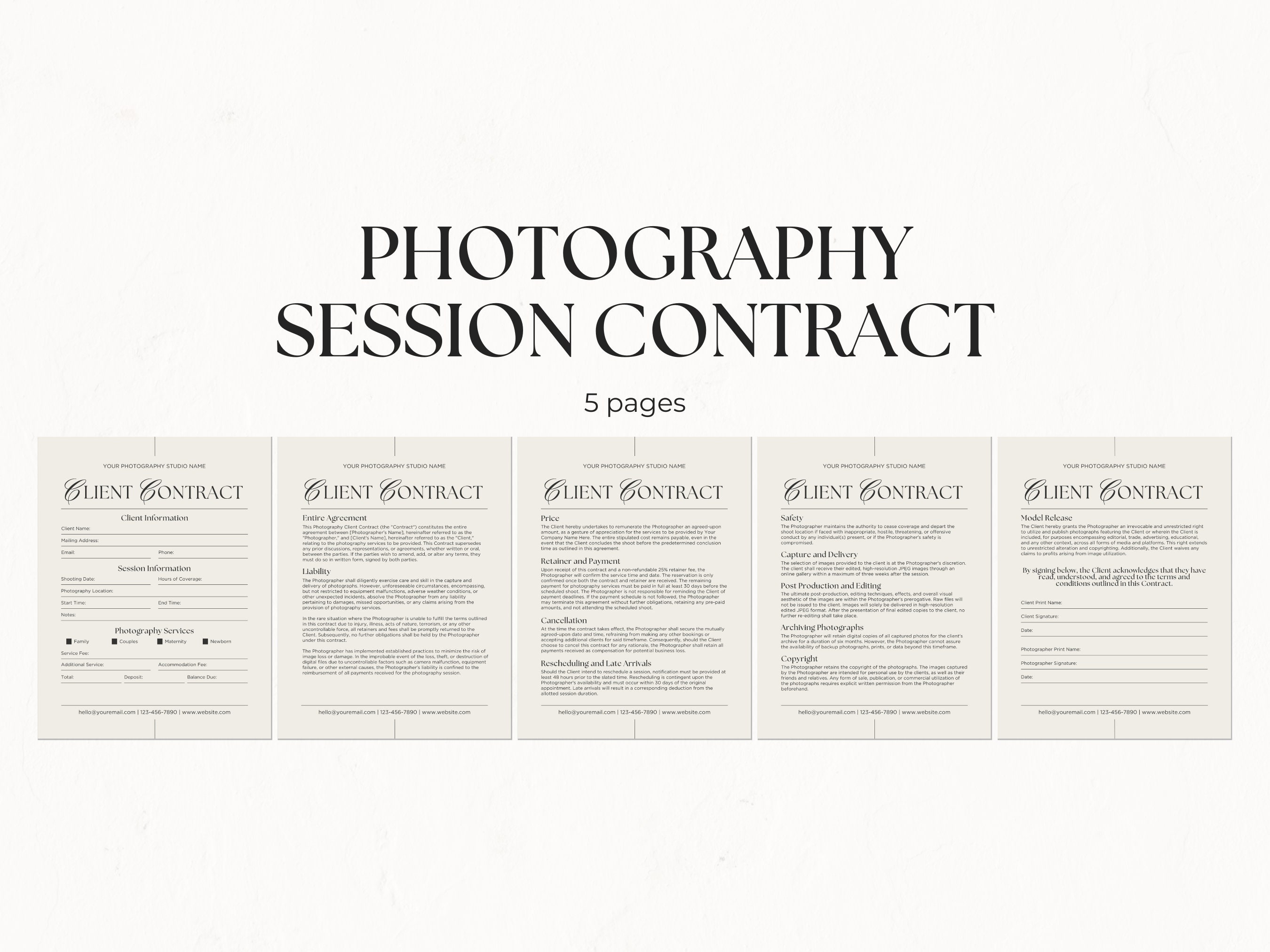 Senior Photography Forms, Senior Photography Contract, Senior ...