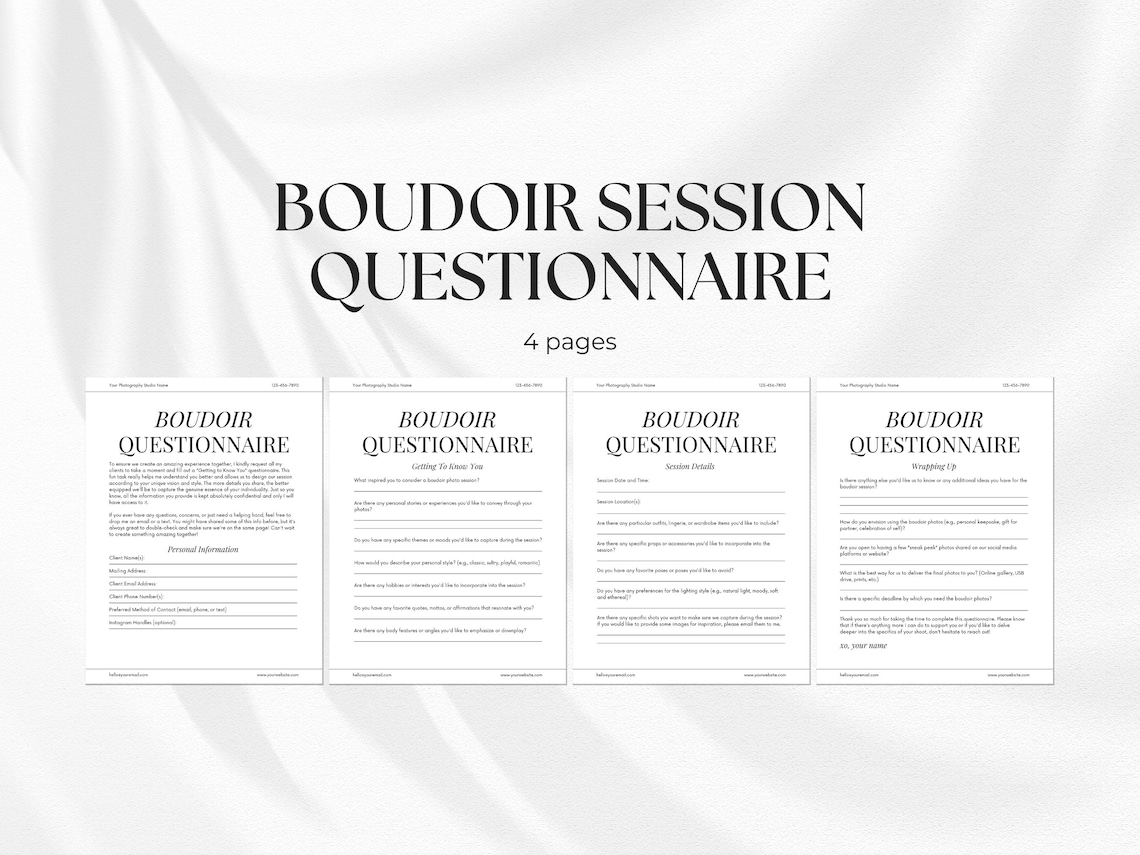Boudoir Photography Forms Bundle, Boudoir Client Questionnaire ...