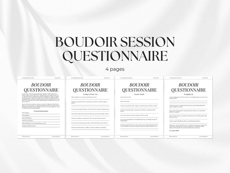 Boudoir Photography Forms Bundle, Boudoir Client Questionnaire ...