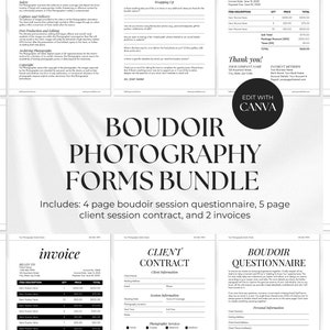Boudoir Photography Forms Bundle, Boudoir Client Questionnaire ...