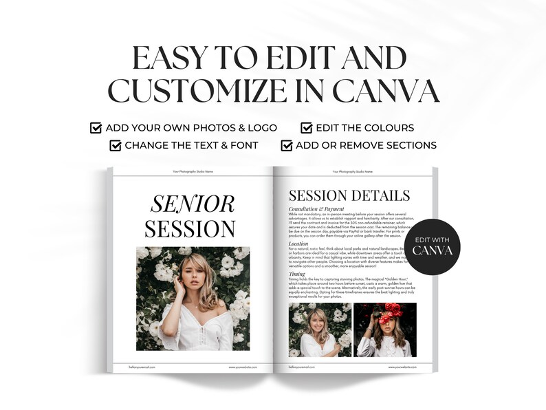 Senior Photography Style Guide Canva, Senior Session Prep Guide ...