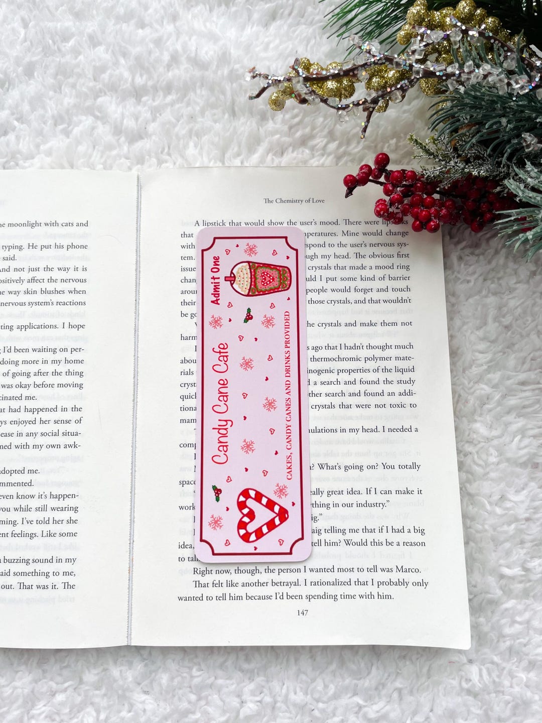 Candy Cane Cafe Bookmark - Etsy