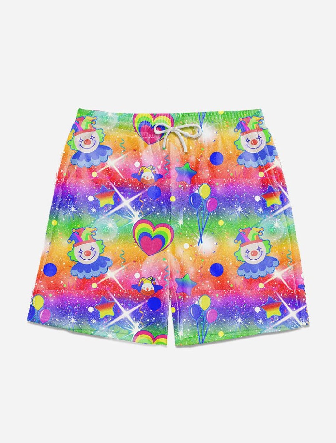 Rainbow Clowncore Mens Shorts, Clowncore Aesthetic, Clown Kei Fashion ...
