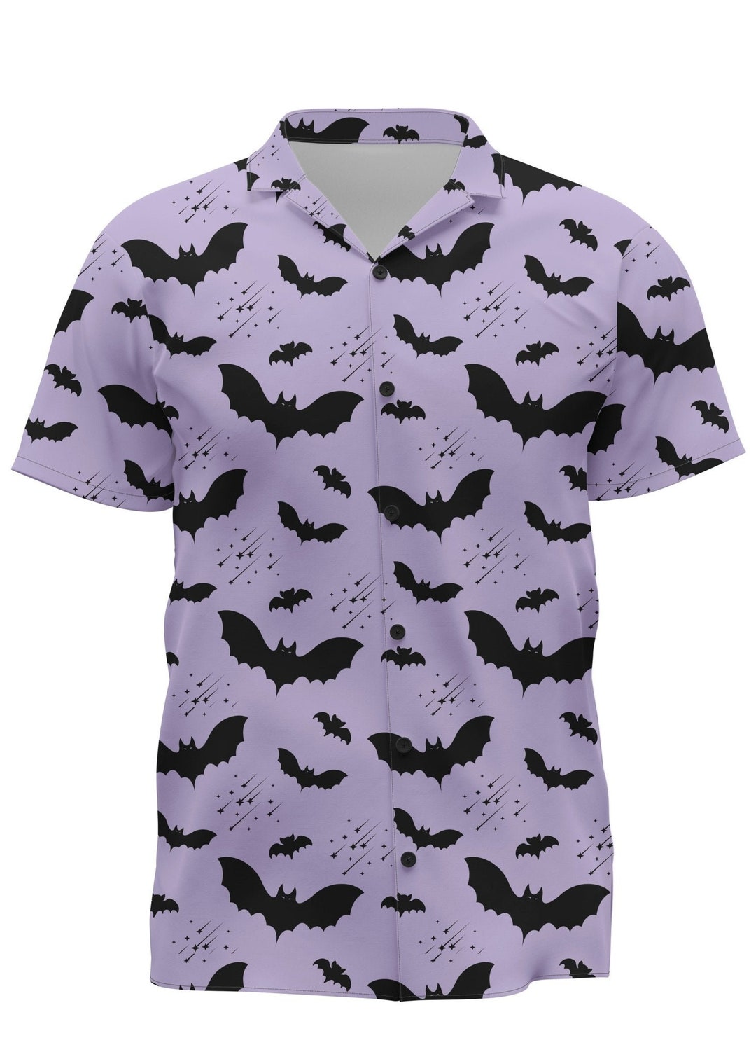 Alt Bat Pattern Short Sleeve Button up Unisex Shirt Pastel Goth Shirts ...