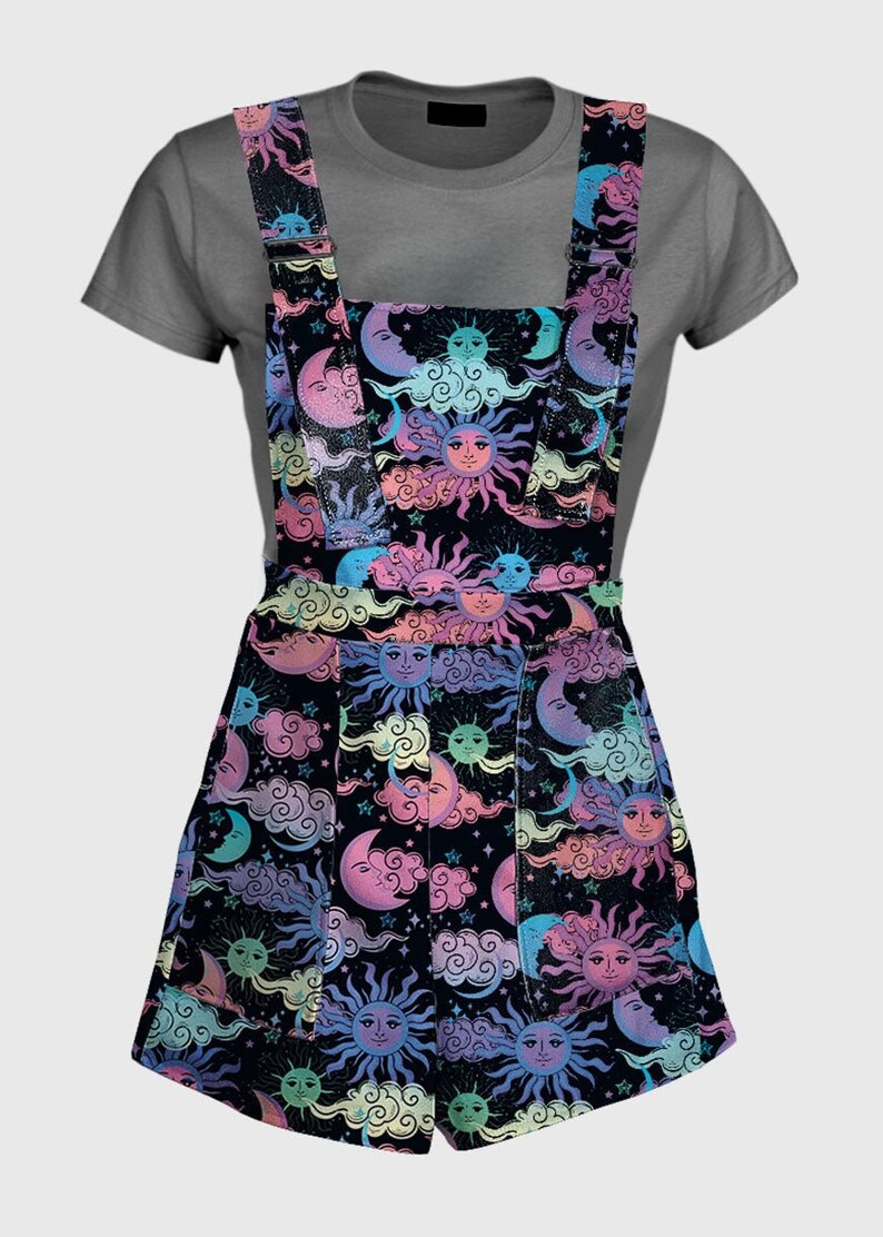 Rainbow Celestial Sun and Moon Overalls - Etsy