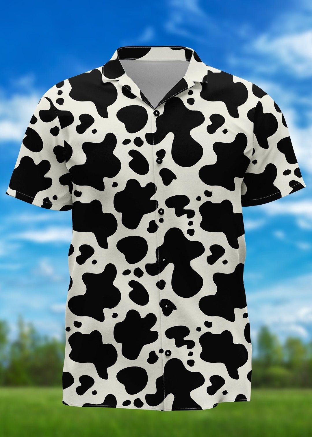 Cow Pattern Hawaiian Unisex Shirt Cow Button up Shirt Aesthetic Cow ...
