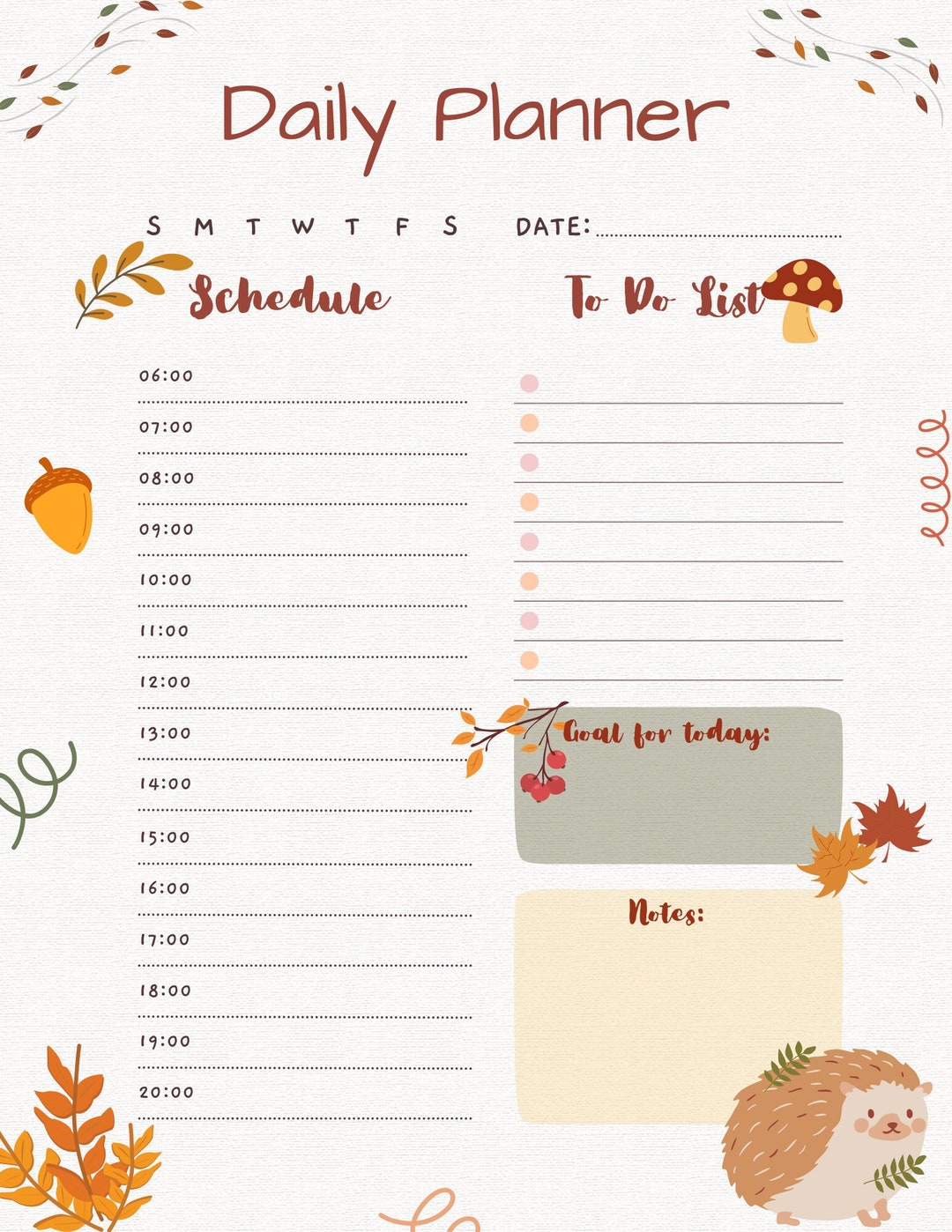 Minimalist Fall Daily Planner - Etsy