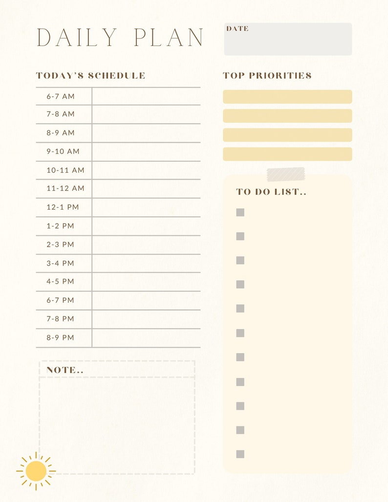 Sunshine Daily Planner - Etsy