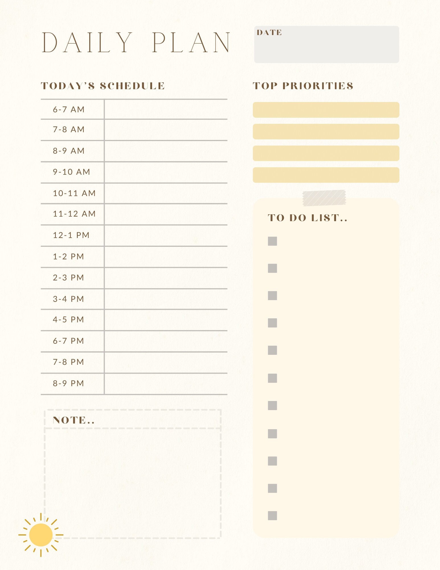 Sunshine Daily Planner - Etsy