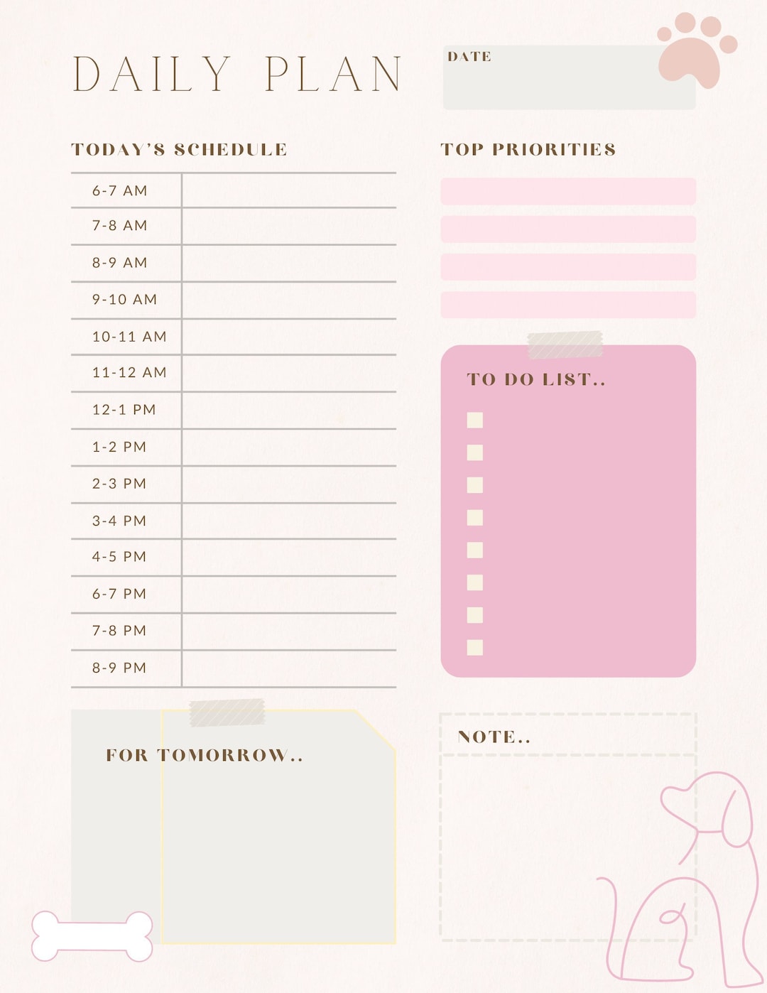 Cute Pink Dog-themed Daily Planner - Etsy