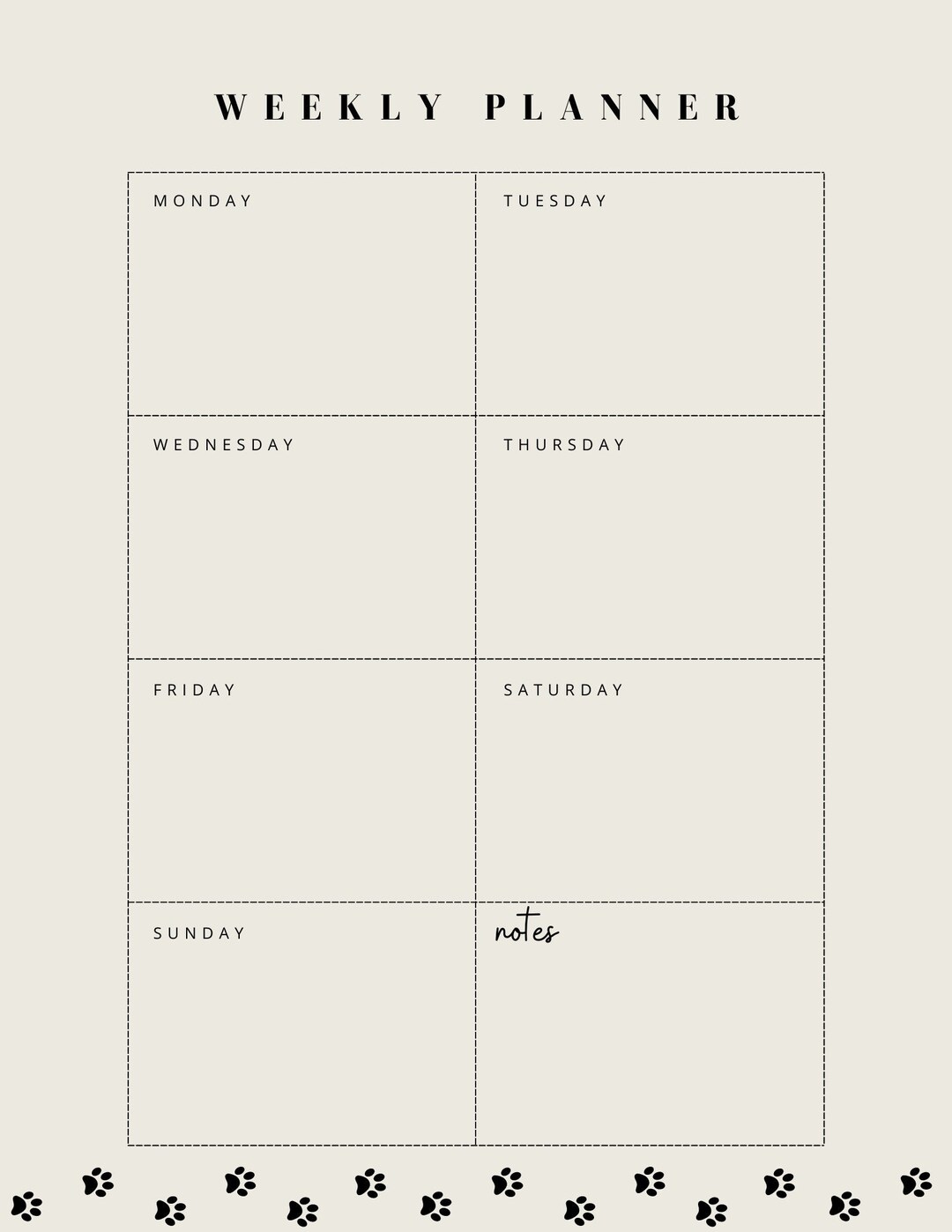 Minimalist Paw Print Weekly Planner - Etsy
