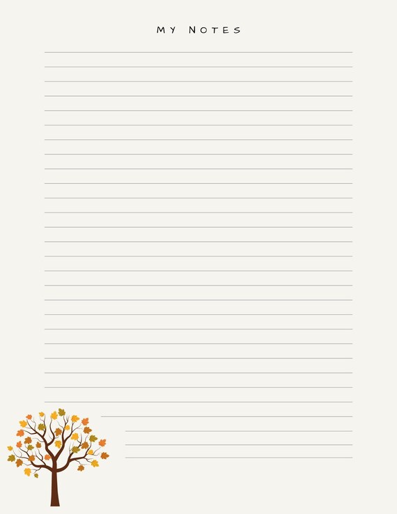 Minimalist Autumn Tree Notepad - Etsy