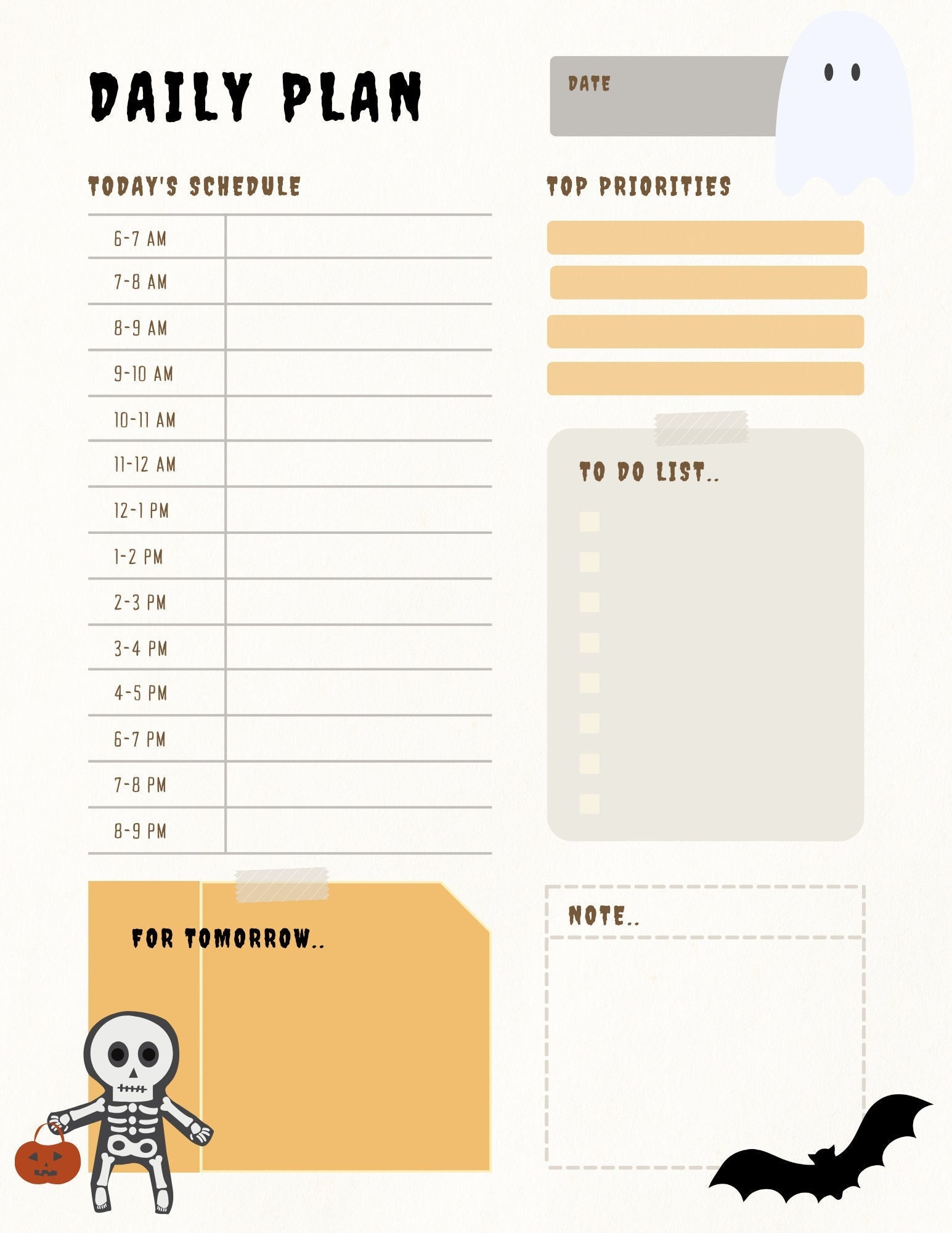 Minimalist Halloween Daily Planner - Etsy
