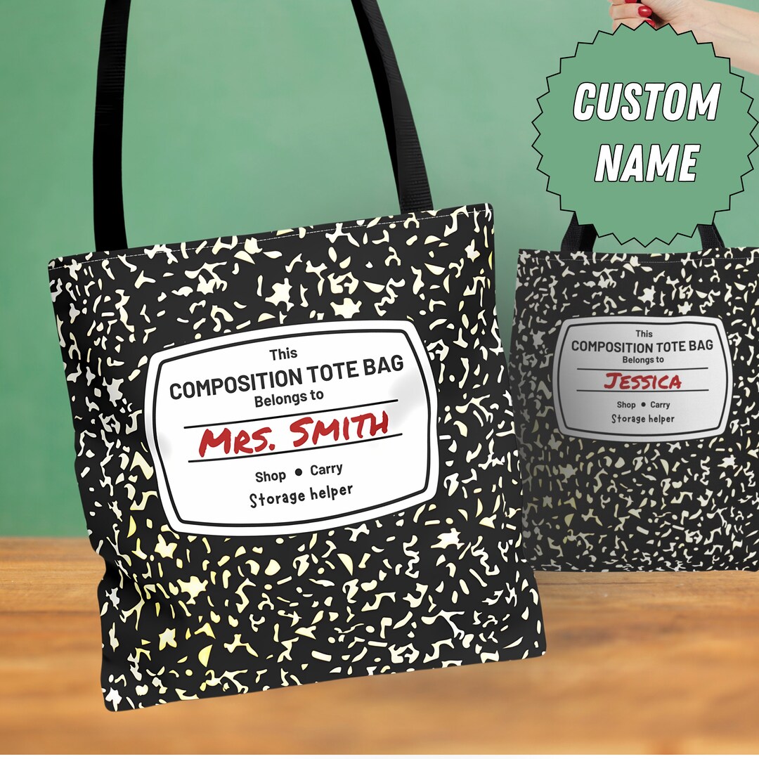 Personalized Back to School Composition Book Tote Bag Fun Twist on ...