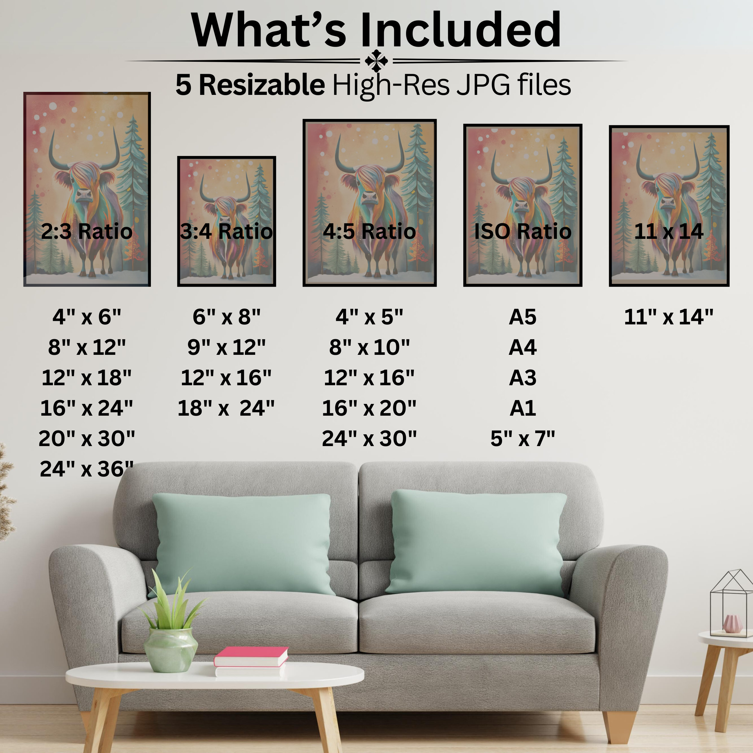 Highland Cow Watercolor Printable Wall Art Highland Cow Holiday Print ...