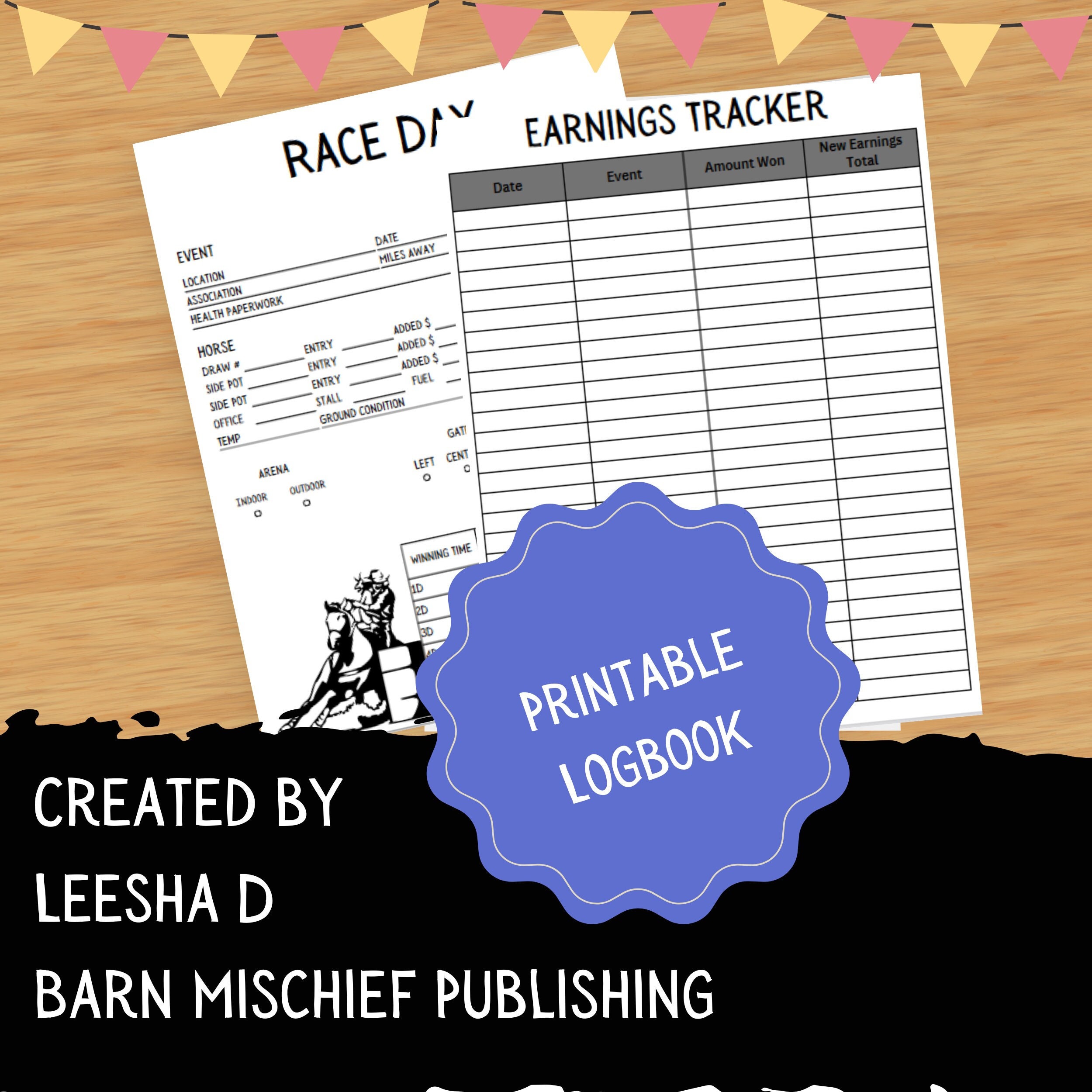 Barrel Racing Logbook Printable Logbook for Equestrian Gift for Horse ...
