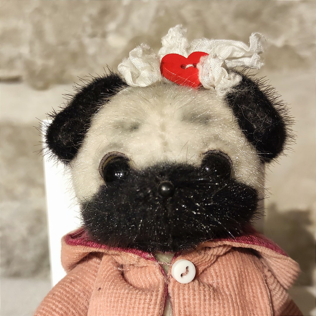 OOAK Handmade Art Doll Cute Pug Exclusive Mohair Art Doll Gift Art Doll ...