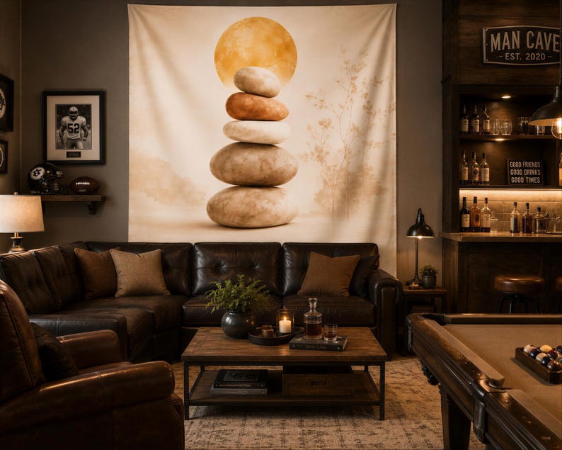 Stone Wall Hanging: Zen Balance, Neutral Boho - Japandi Minimalist - Etsy