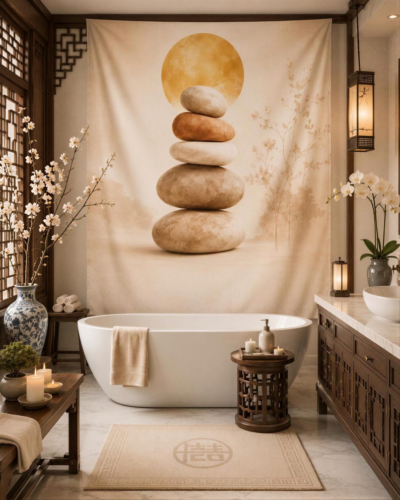 Stone Wall Hanging: Zen Balance, Neutral Boho - Japandi Minimalist - Etsy