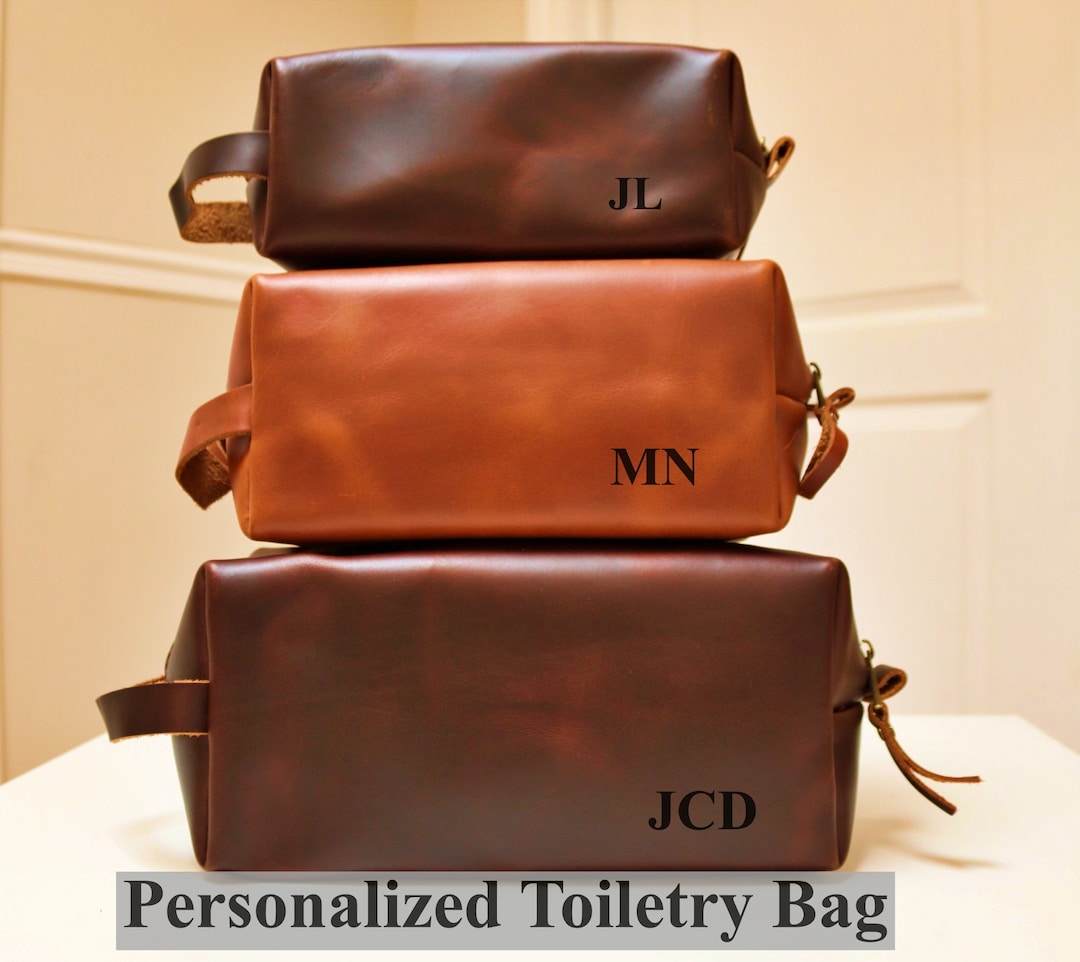 Personalized , Leather Toiletry Bag, Anniversary Gift, Boyfriend, Dad ...