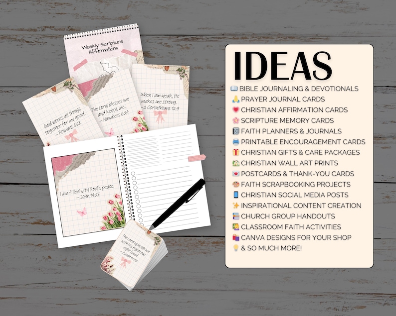 52 Christian Scripture Affirmation Cards | Canva Template | Faith ...