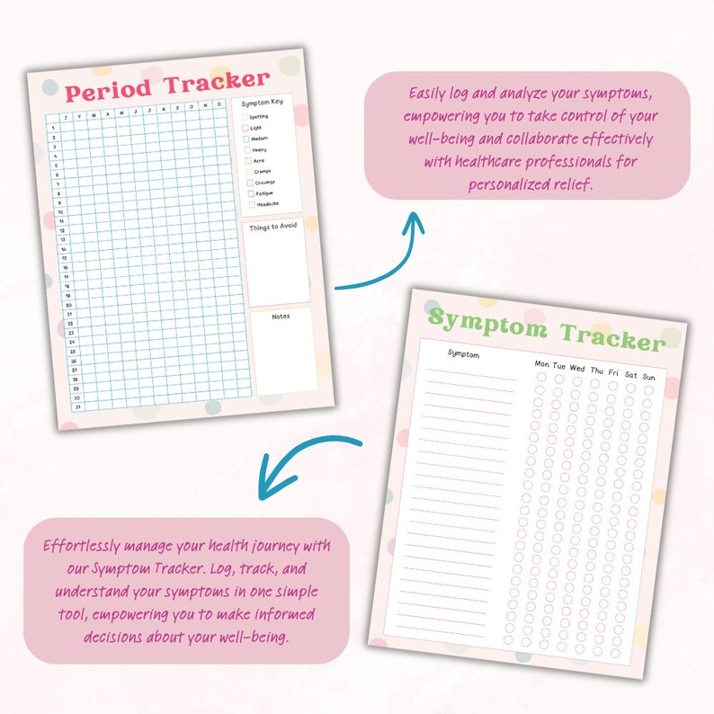 Printable Polka Dot Pain Management Tracker Journal PDF - Etsy
