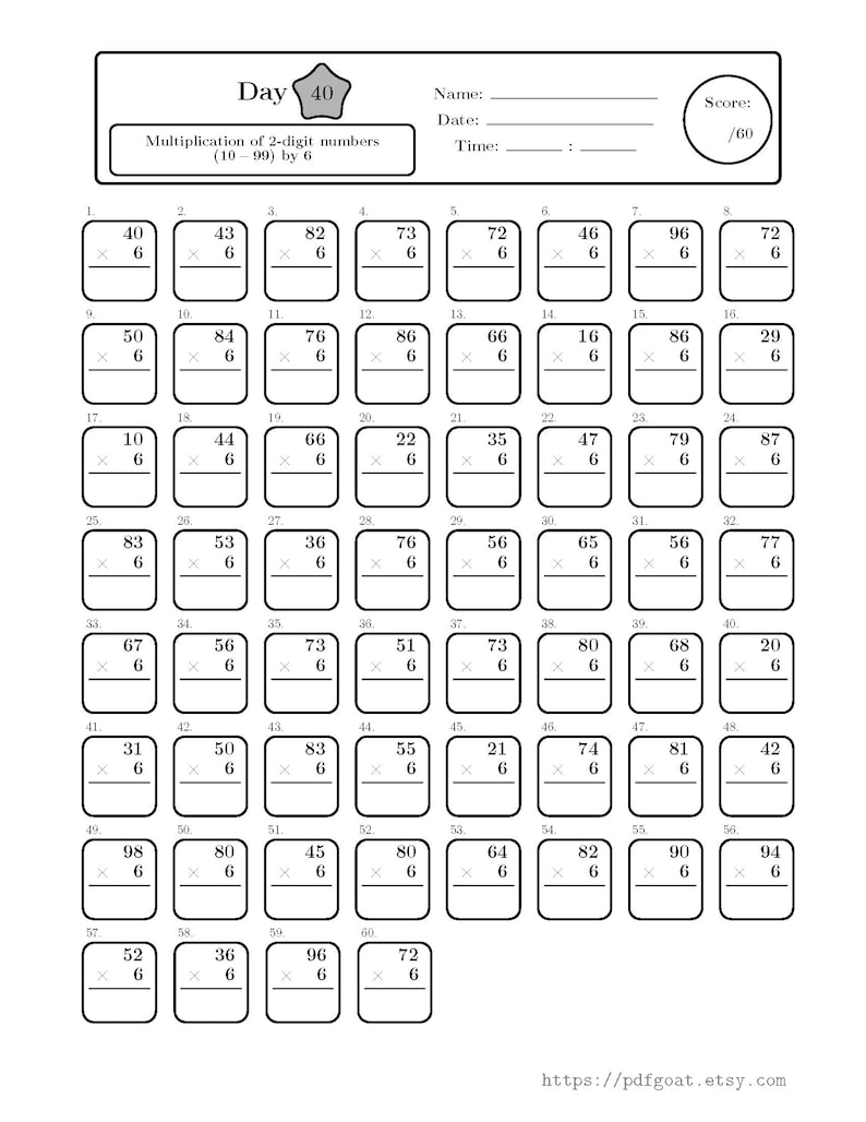 MULTIPLICATION Timed Tests 85 Days With Answer Key Learn Multiplication ...