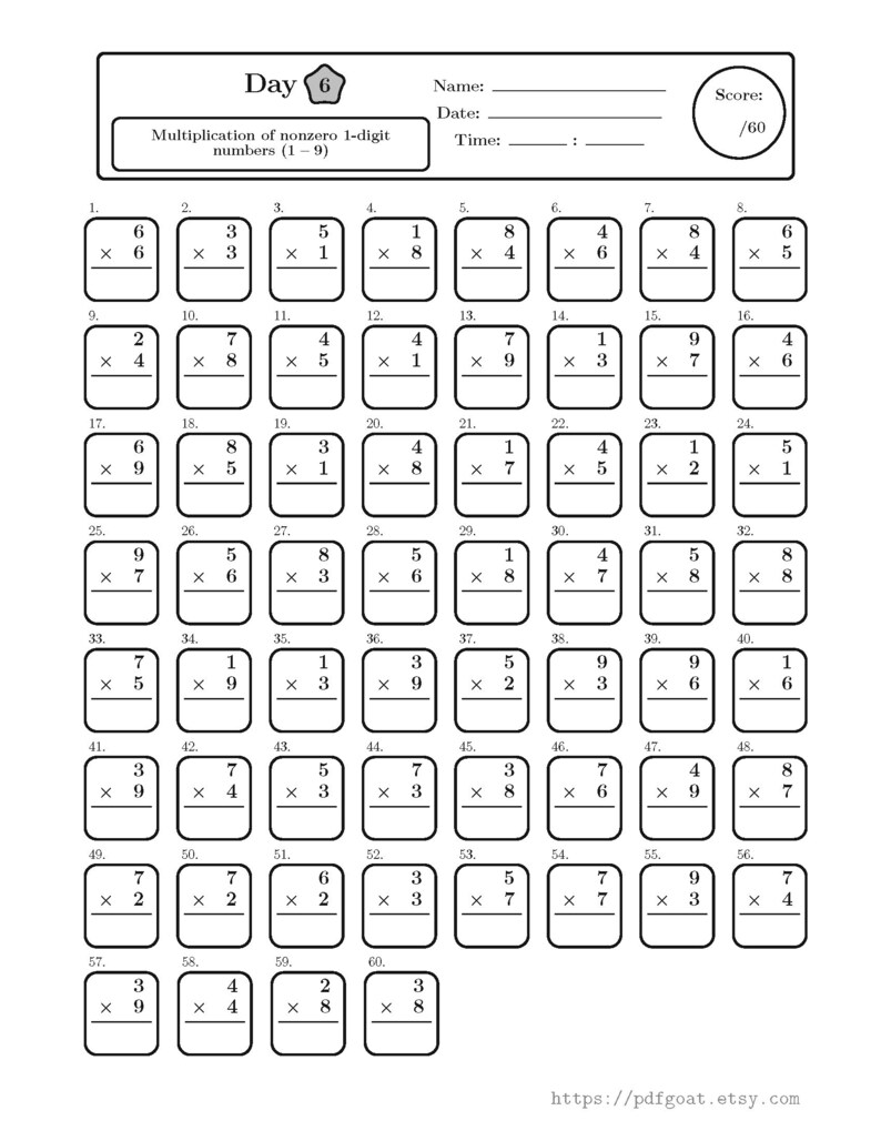 MULTIPLICATION Timed Tests 85 Days With Answer Key Learn Multiplication ...