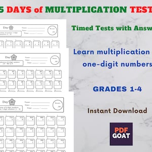 MULTIPLICATION Timed Tests 85 Days With Answer Key Learn Multiplication ...