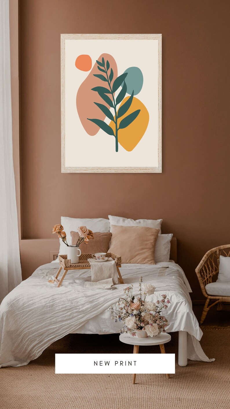 Abstract Boho Style Digital Printable Poster, Terracotta Mustard, Sun ...