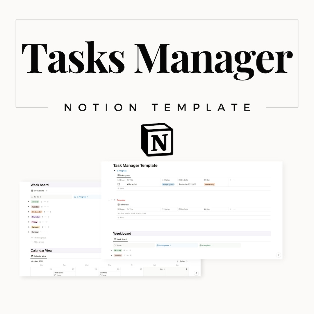 Notion Task Manager Template - Etsy Notion Task Manager Template - Etsy